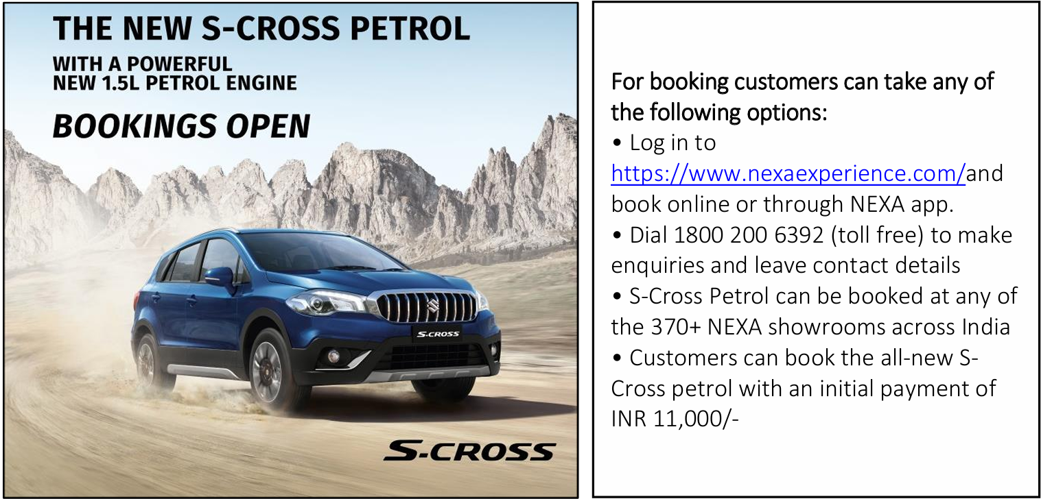 NEXA commences pre-bookings for New S-Cross Petrol